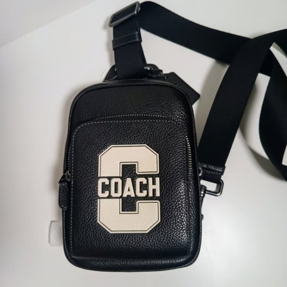 Coach | Bags | Coach Racer Sling Pack With Varsity Motif Caj39 Black ...